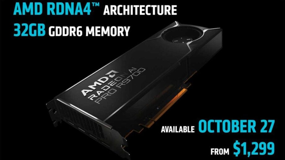 AMD Launches Radeon AI PRO R9700 Workstation GPU at $1,299